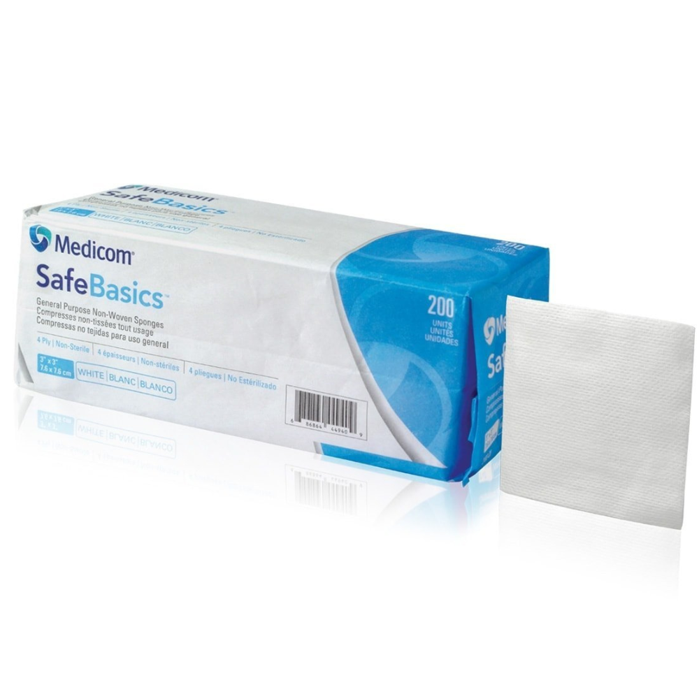 【原盒送貨】【門市買1包起】加拿大 Medicom SafeBasics Non-woven Sponge 無紡布片 (1包裝：200片 ...